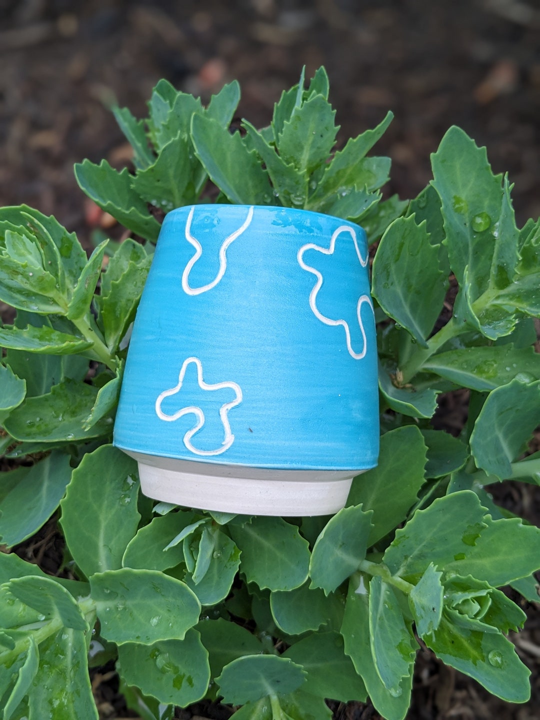 Teal Handmade Ceramic Sipper and Small Bowl Set - Etsy