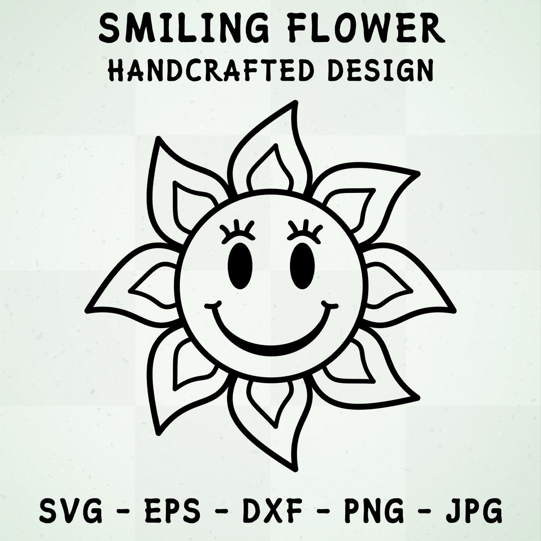 Smile Flower SVG Smiley SVG Cute Smile Clipart PNG, Dxf, Eps, Jpg - Etsy