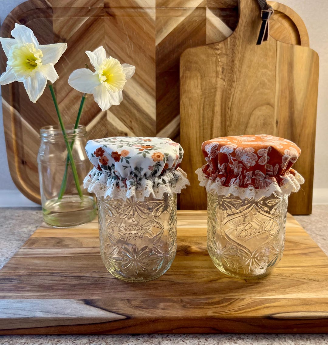 Emily Rust Floral Reversible Mason Jar Cover - Sourdough Starter Jar ...