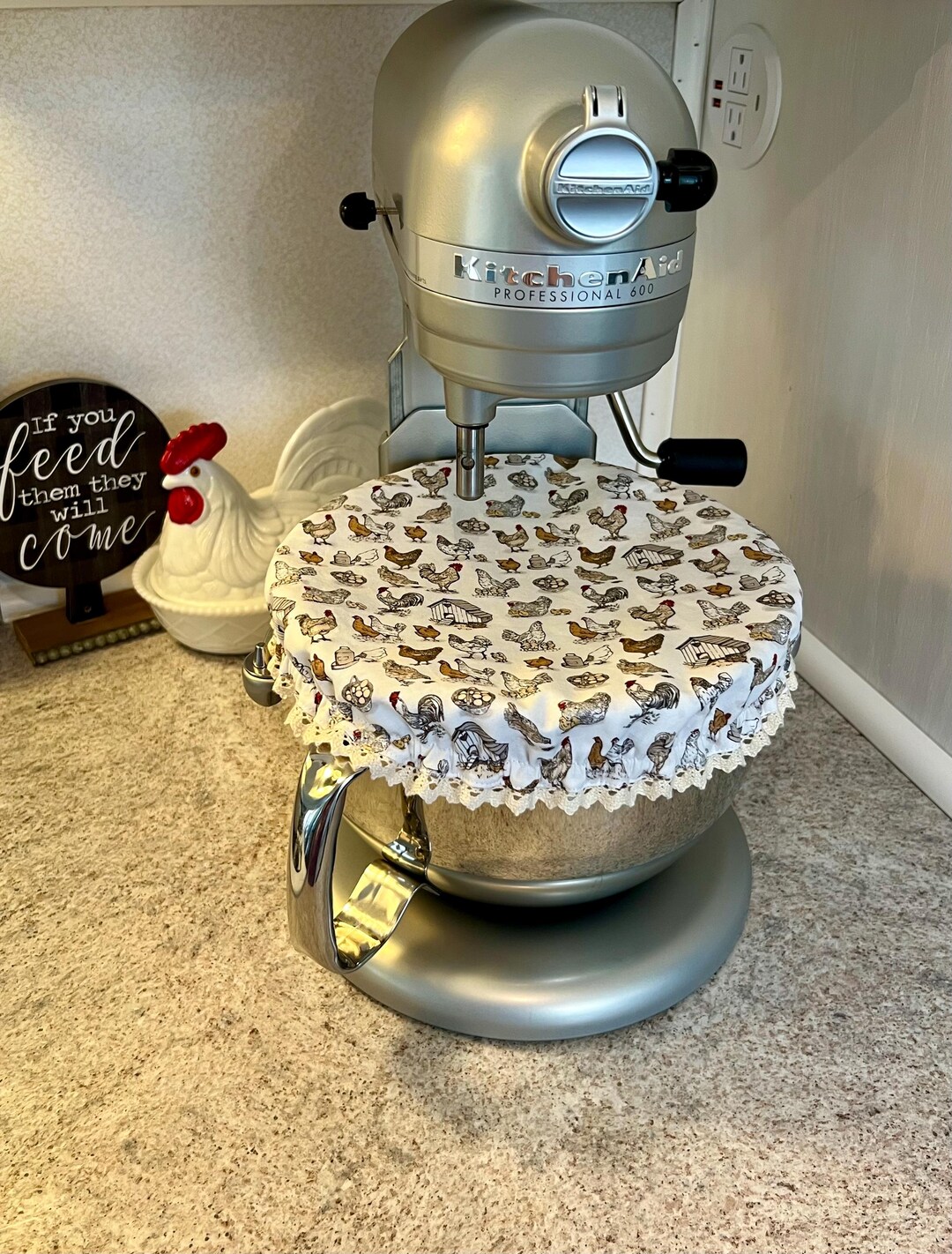 Country Charm Mixing Bowl Cover Lace Mini Neutral Chickens Coops and ...
