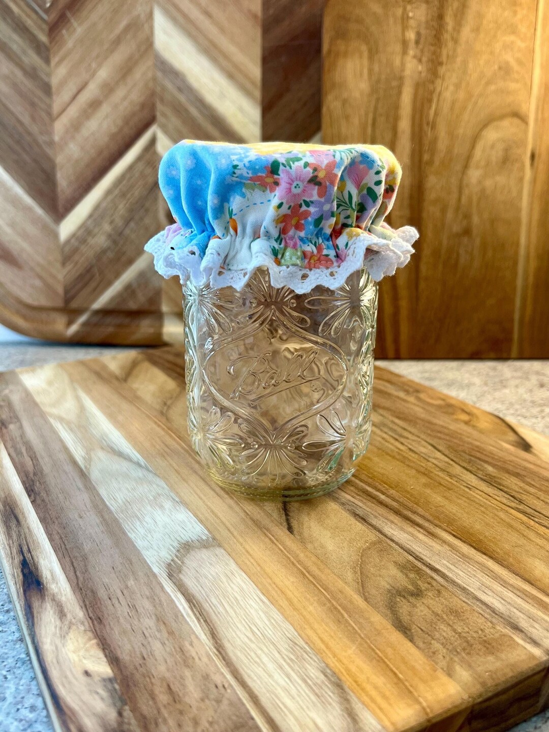 Cottage Mason Jar Cover Lace Bunny Patchwork Plaid Sourdough Starter ...