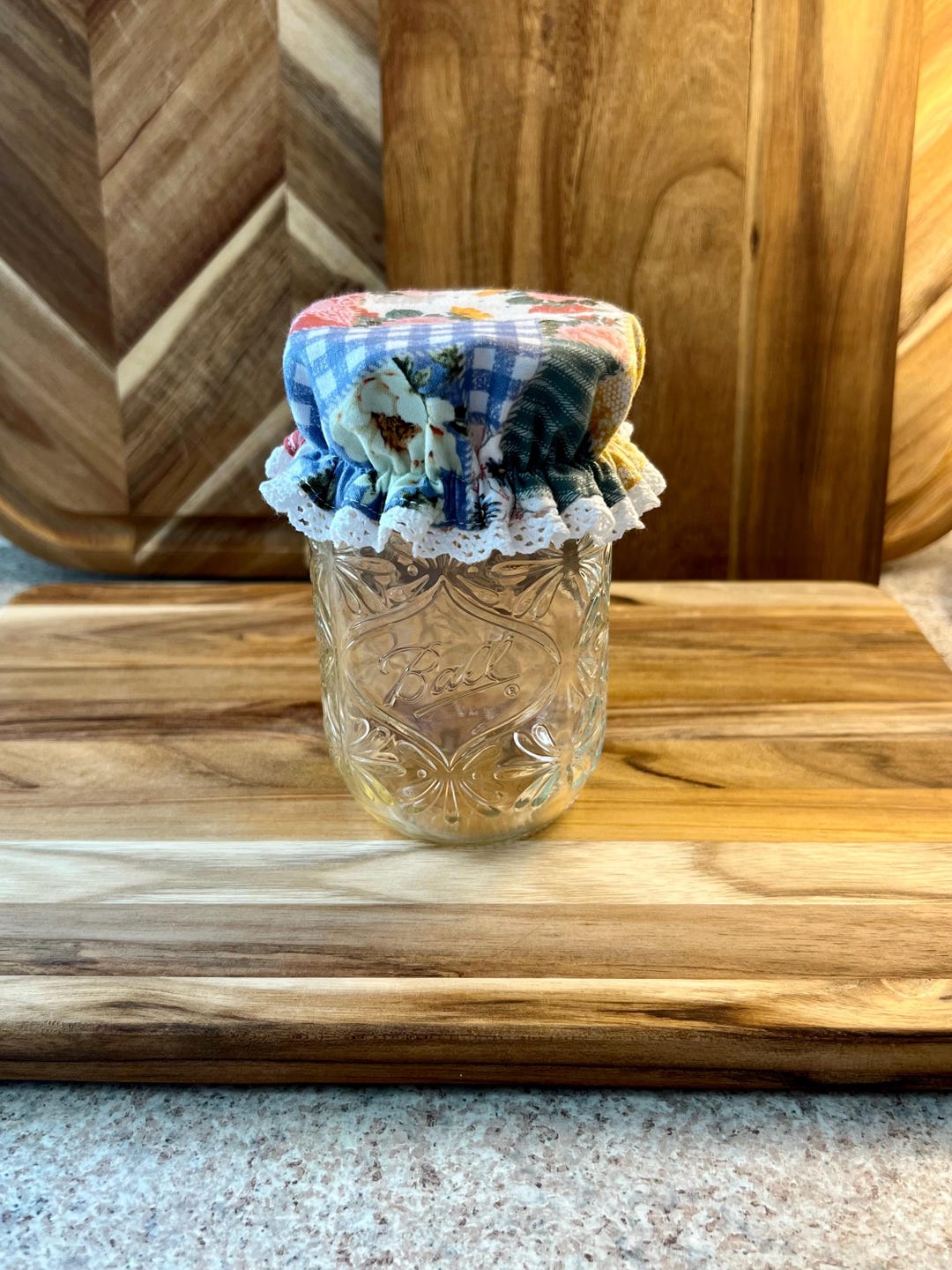 Mason Jar Lid Cover - Boho Country Patchwork - Sourdough Starter Jar ...