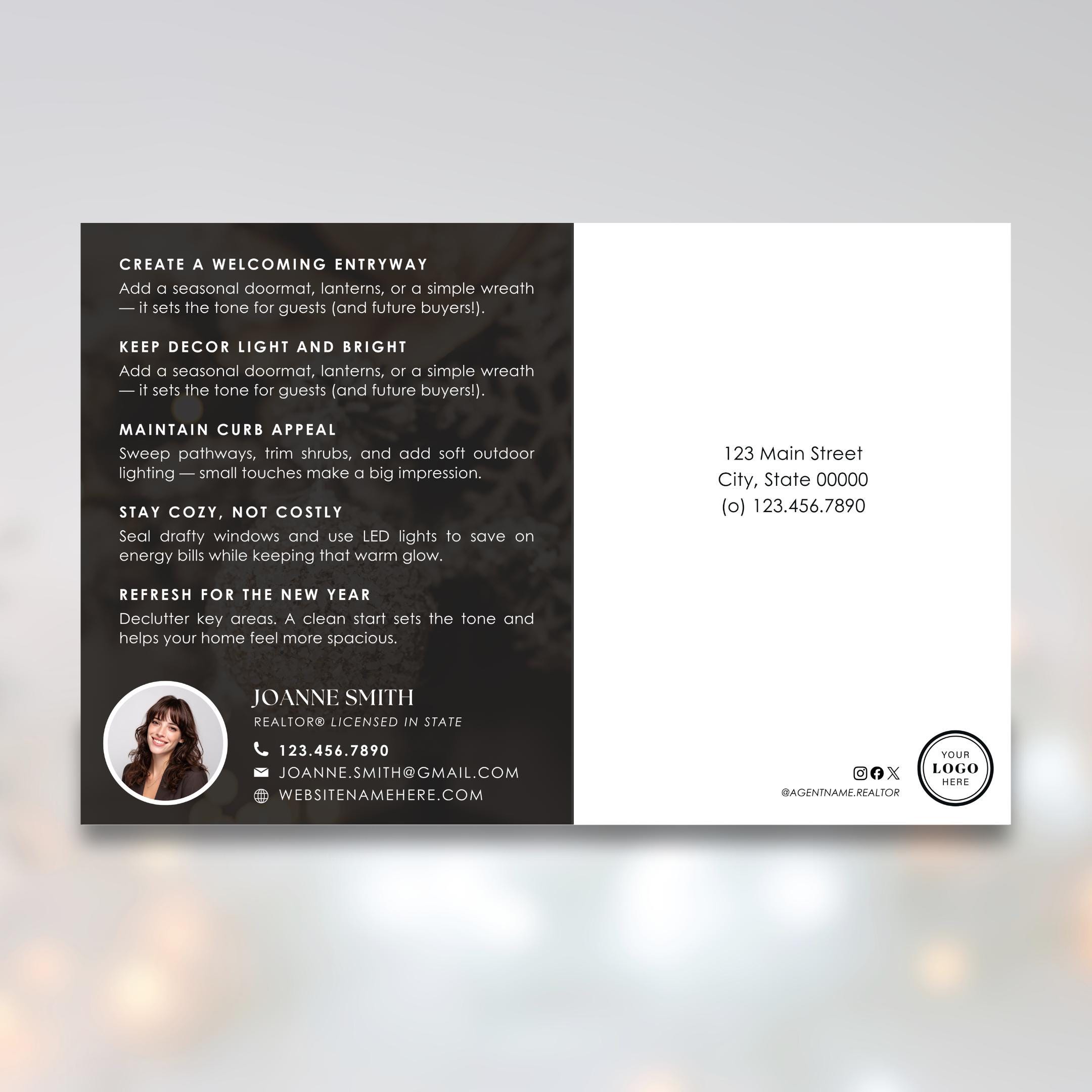Holiday Home Tips Realtor Postcard | Christmas Real Estate Marketing ...