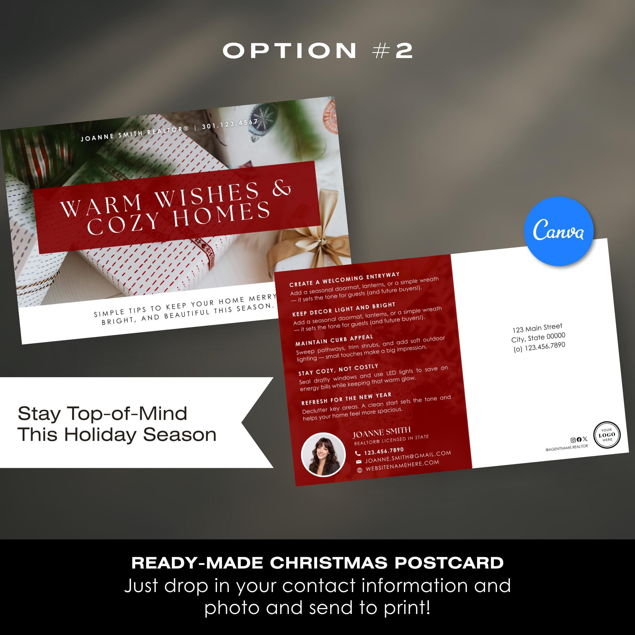 Holiday Home Tips Realtor Postcard | Christmas Real Estate Marketing ...