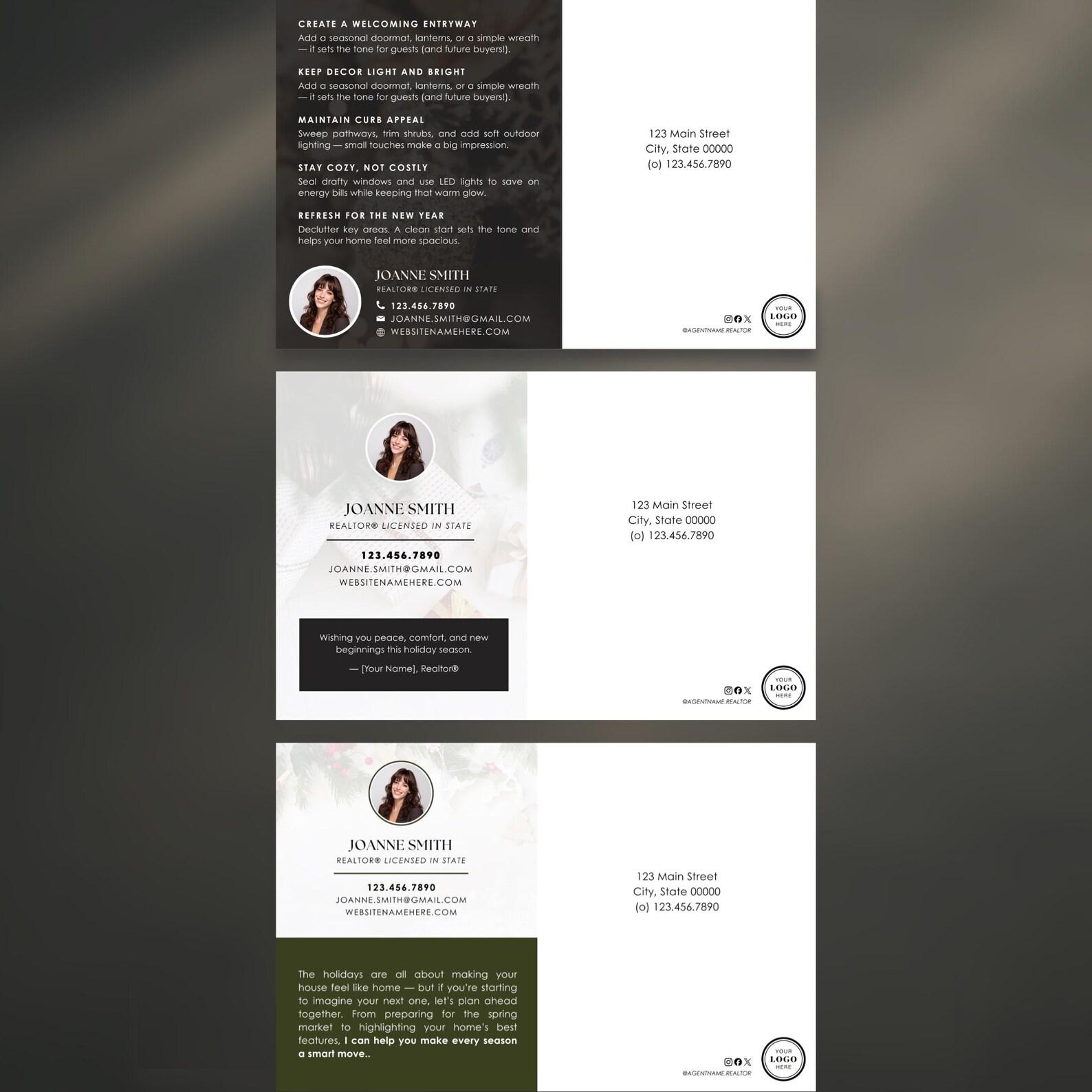 Holiday Home Tips Realtor Postcard | Christmas Real Estate Marketing ...