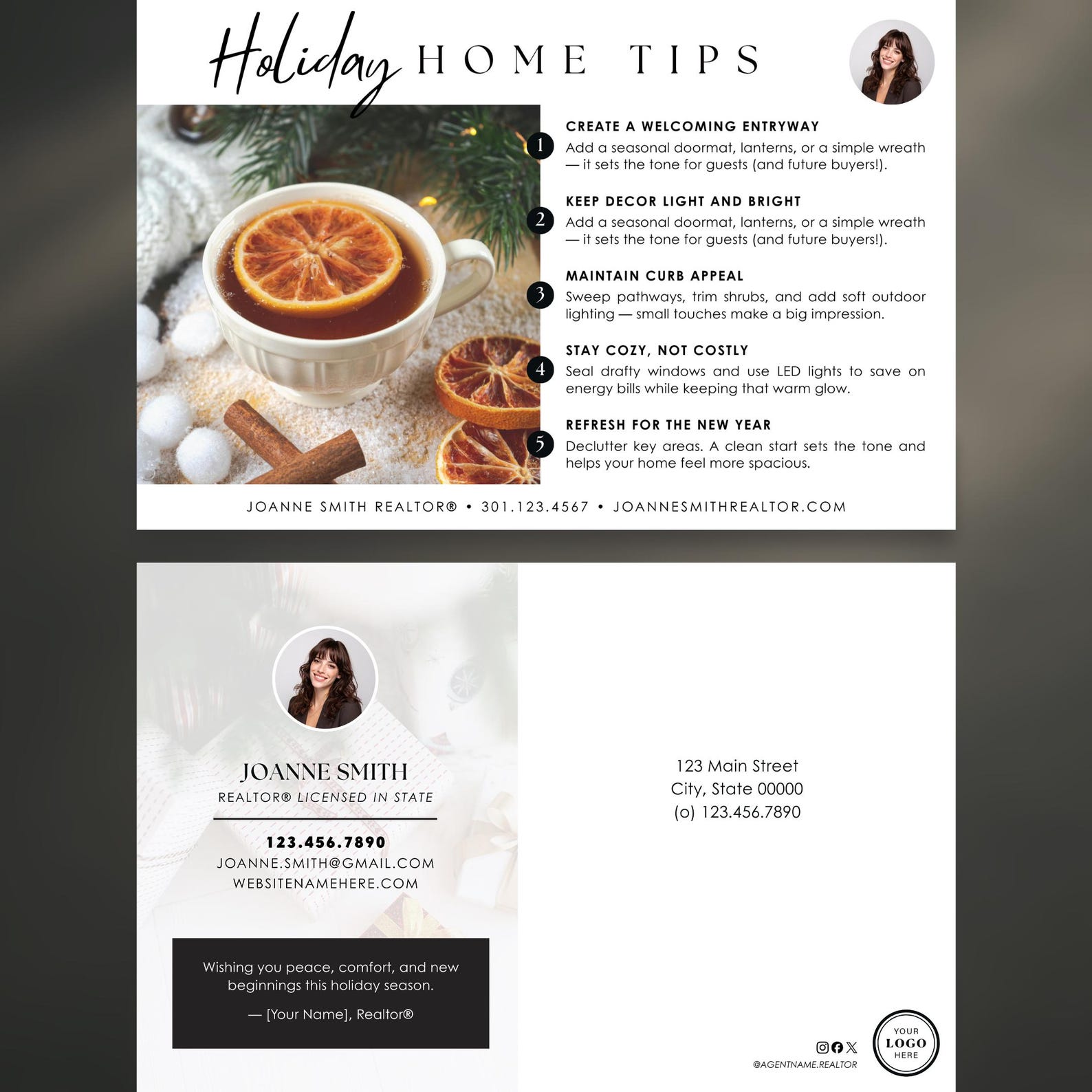 Holiday Home Tips Realtor Postcard | Christmas Real Estate Marketing ...