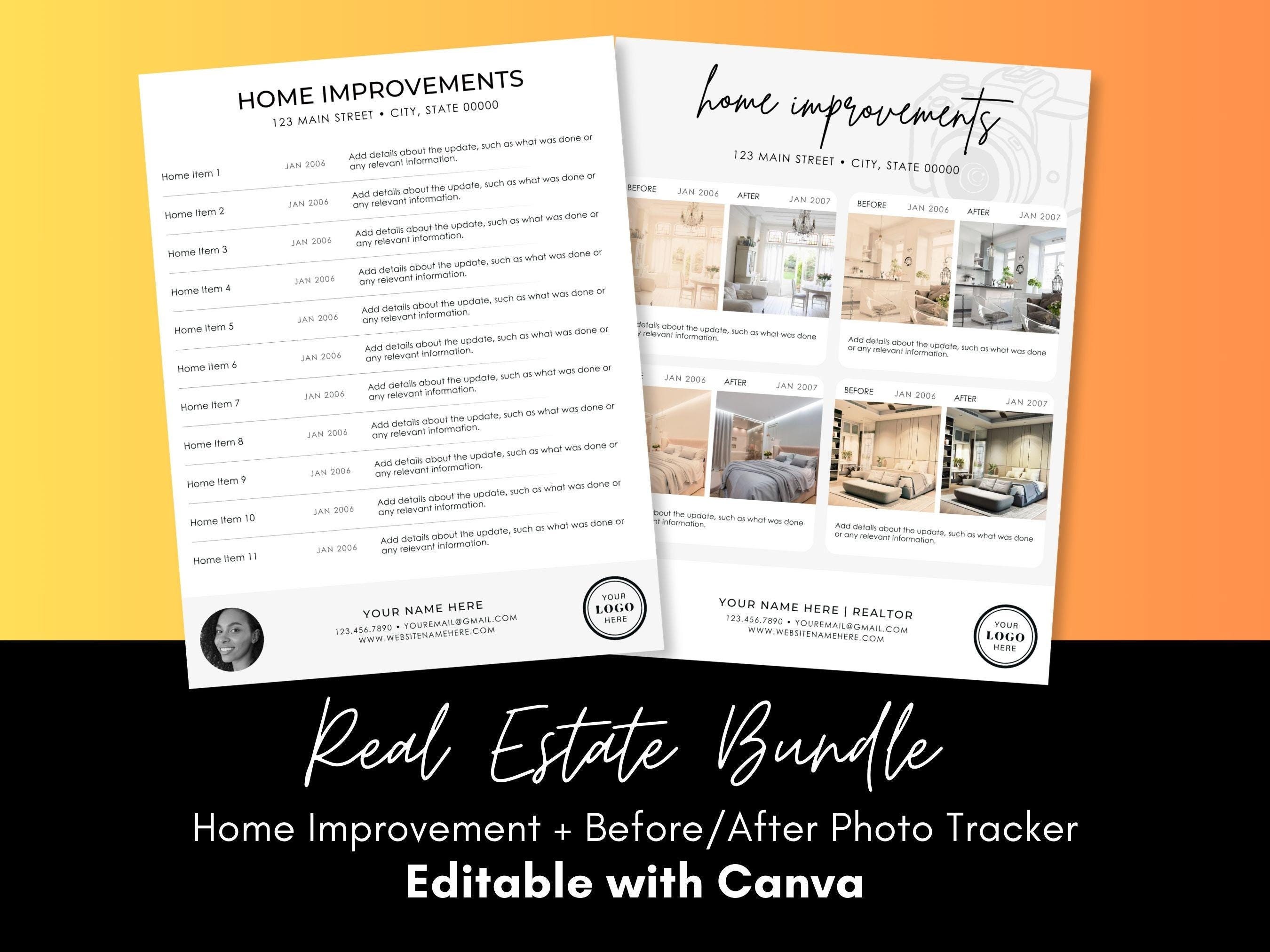 Home Renovation Photo Planner – Editable Canva Template for Before ...