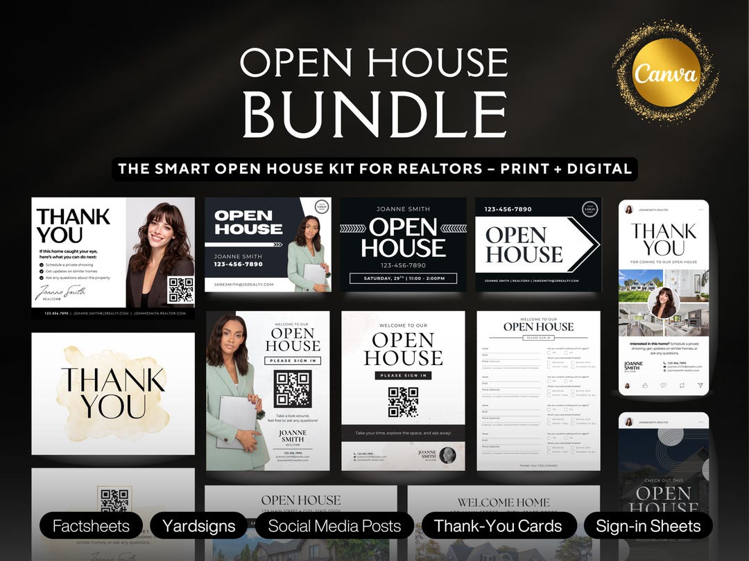 Realtor Open House Kit | Yard Signs, Sign-in Sheets (canva Templates ...