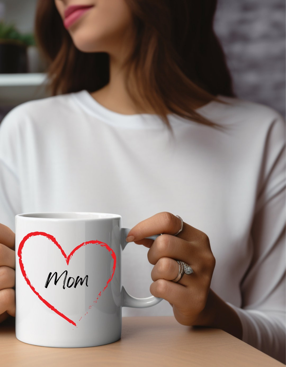 Mom Heart Ceramic Mug, Mother's Day, New Mom, Birthday Gift, Mom Coffee ...