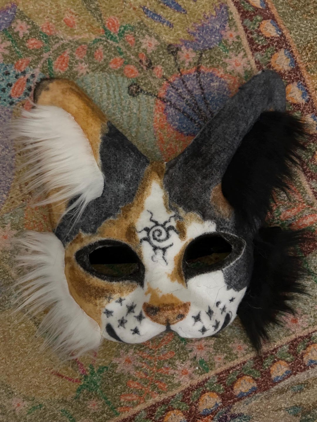Premade Handmade Calico Cat Therian, Alterhuman, Furry Mask - Colored ...