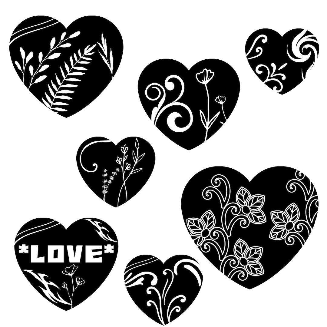 Black Heart Stickers, High Resolution 5000h, 5000w PNG , Floral Art ...