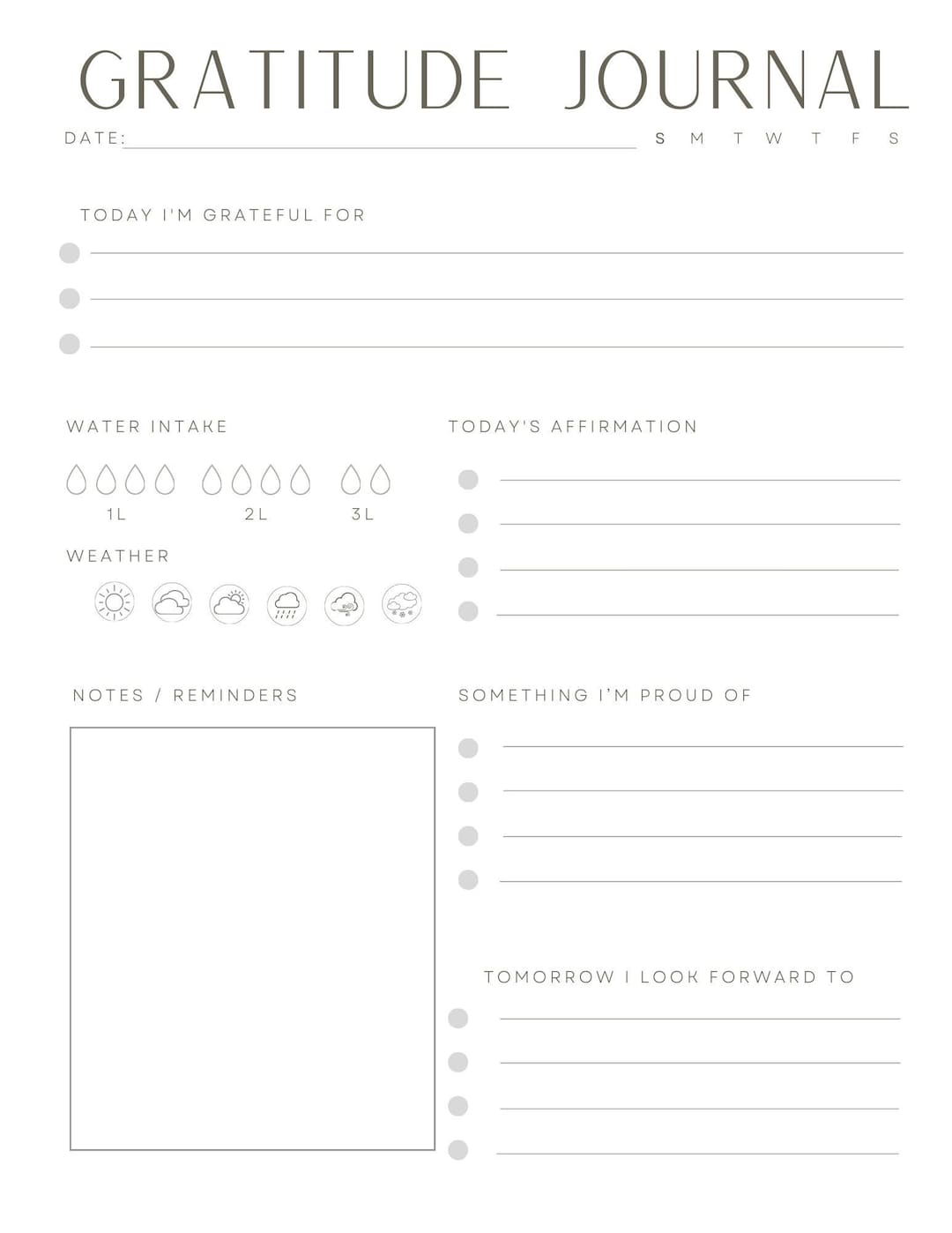 Printable Gratitude Journal - Etsy