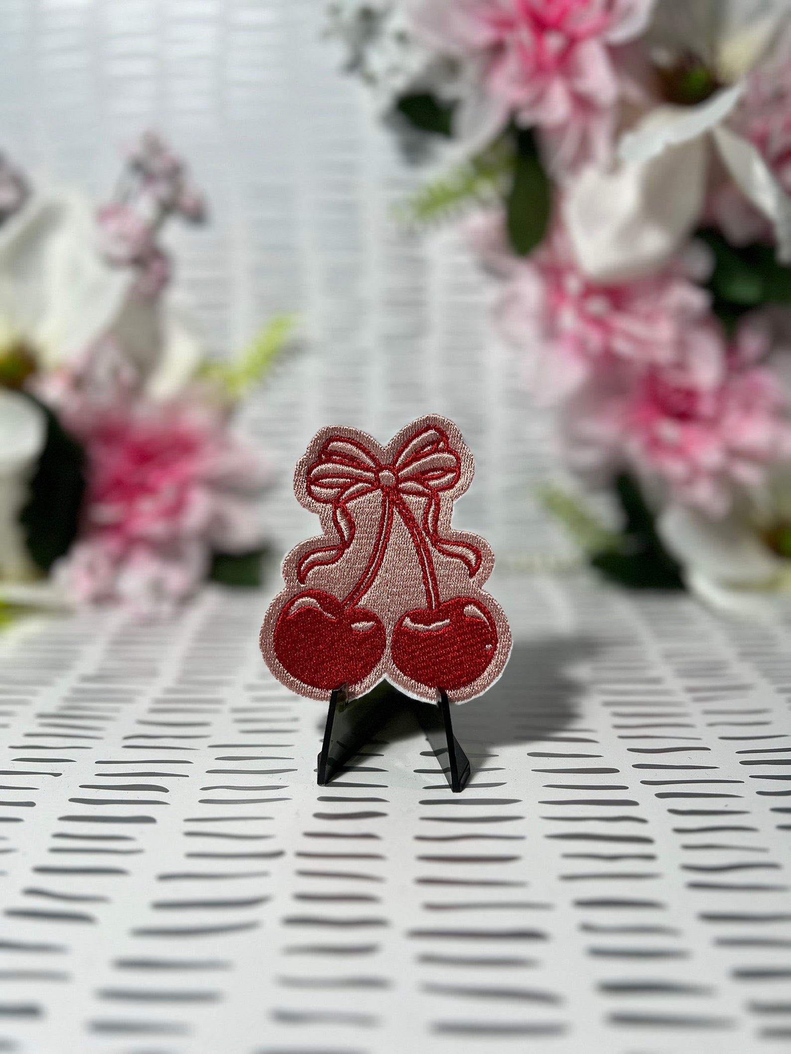 Coquette Cherry Patch • Embroidered Iron on Patch • Cute Patch • Fruit Aesthetic • Cherries With ...