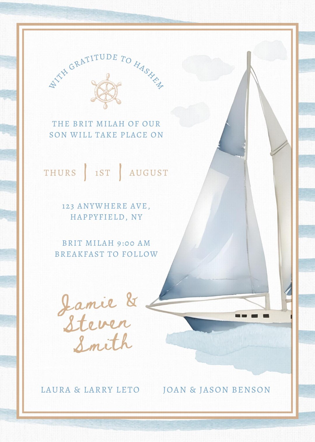 Editable Brit Milah Invitation Template Nautical Theme Customizable ...