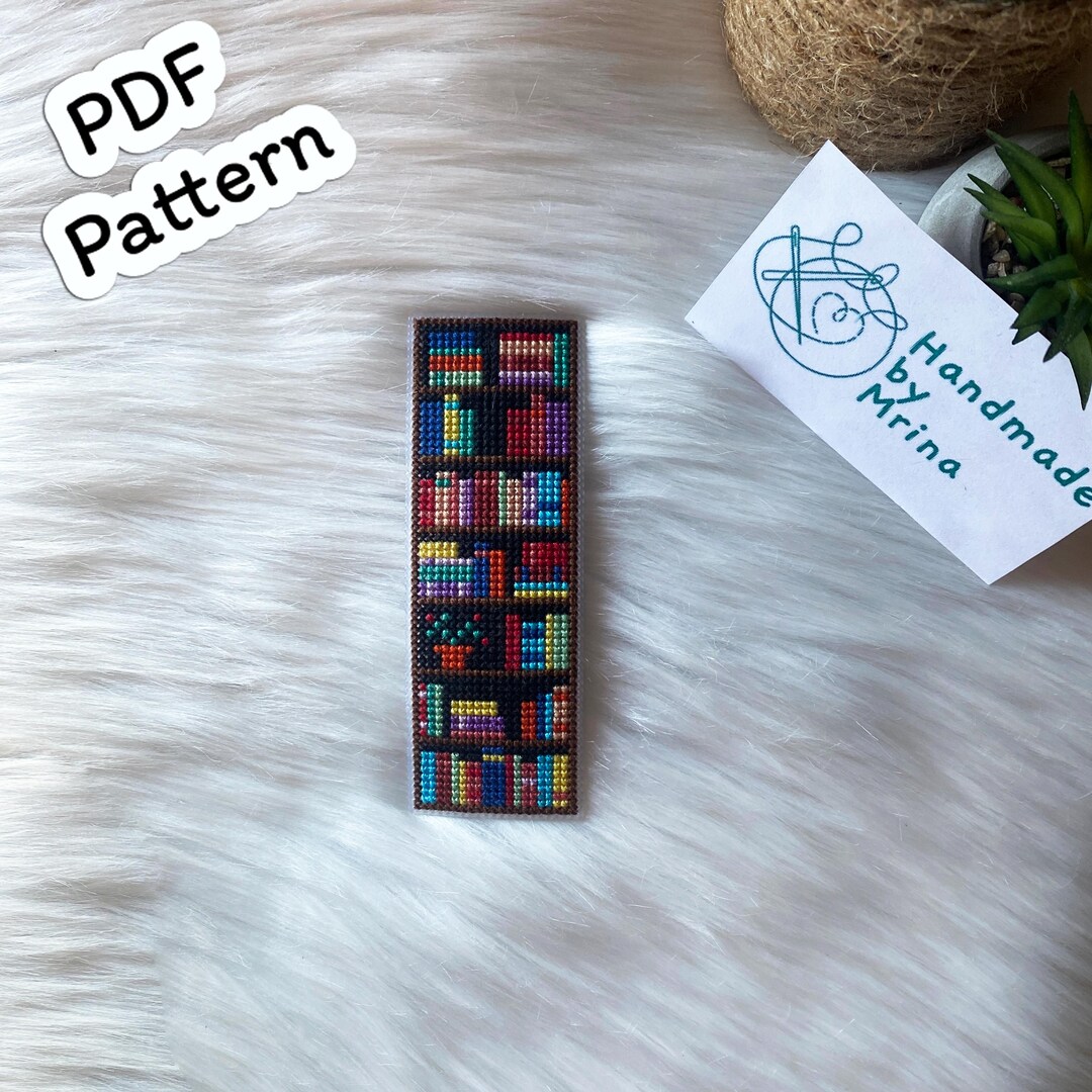 Bookshelf Pattern, Cross-stitch Pattern, Bookshelf, Embroidery Design ...