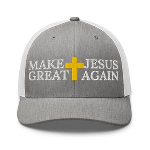 Make Jesus Great Again Trucker Style Snap Back Baseball Cap With Cross ...