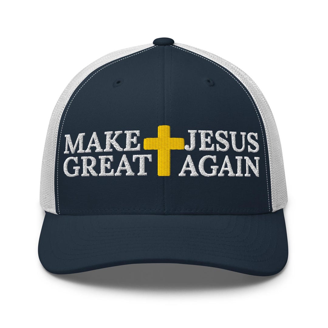 Make Jesus Great Again Trucker Style Snap Back Baseball Cap With Cross ...