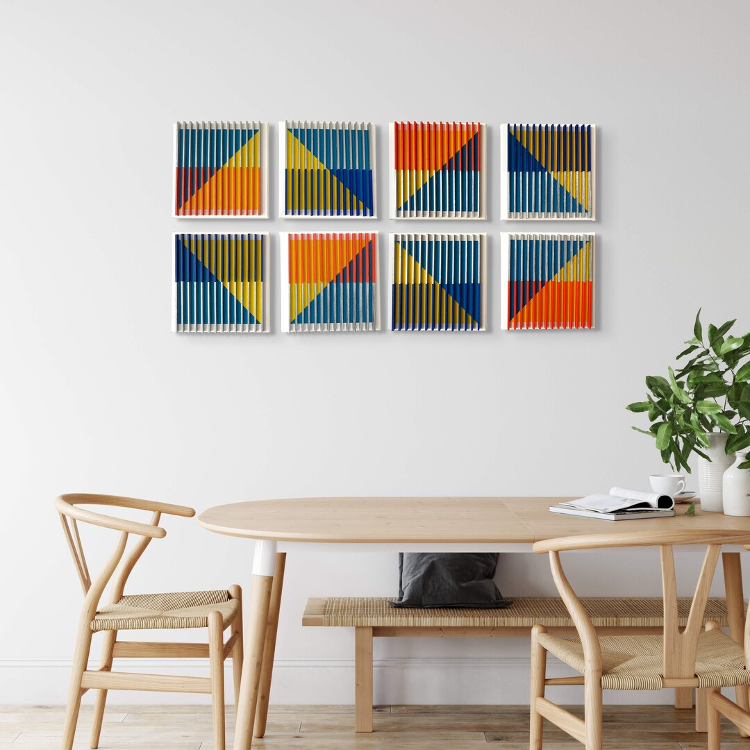 Parallels Kinetic Modern Art set of 4. Hand Painted Mixed Media Canvas ...