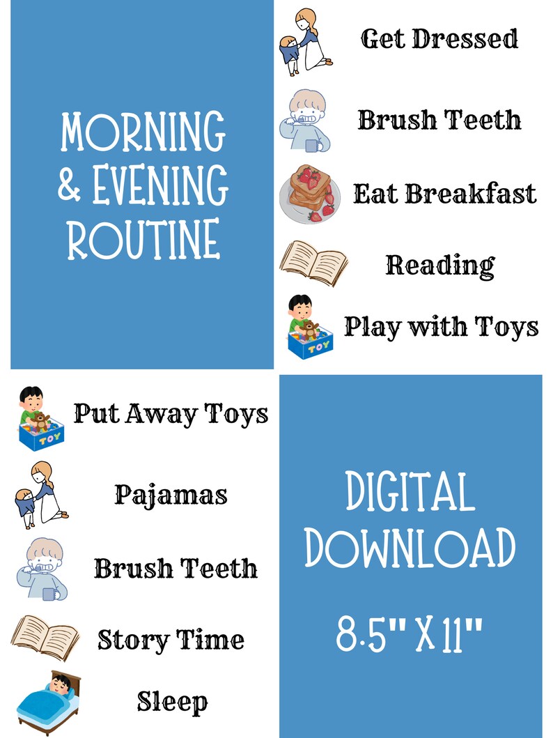 Simple Morning and Evening Routine for Kids - Etsy