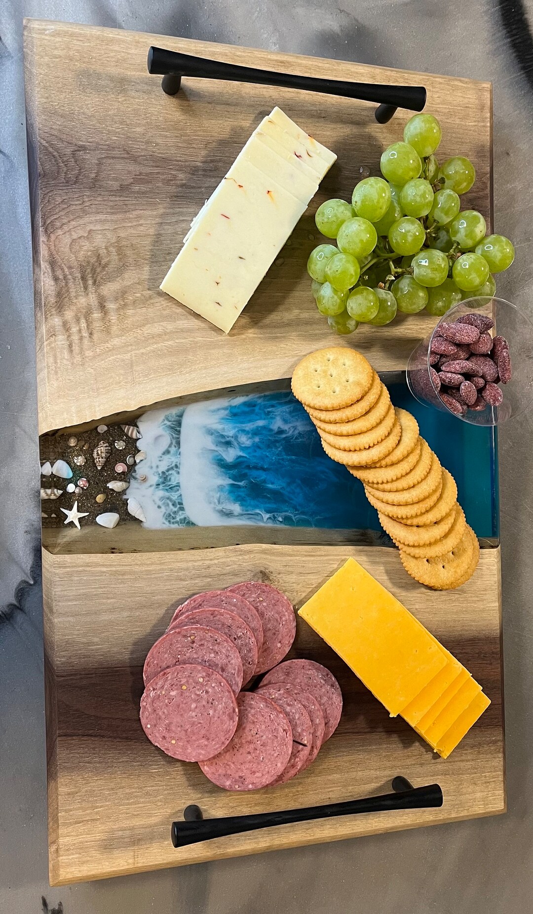 Amazing Custom Ocean Beach Scene Epoxy Walnut Charcuterie Board - Etsy