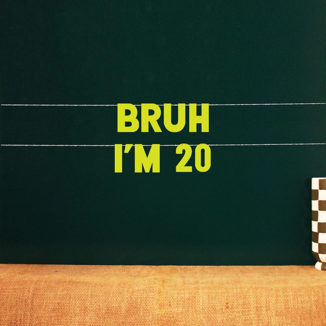 Bruh I’m 20 | Party Sign for 20th | Twentieth Birthday Photo Backdrop ...