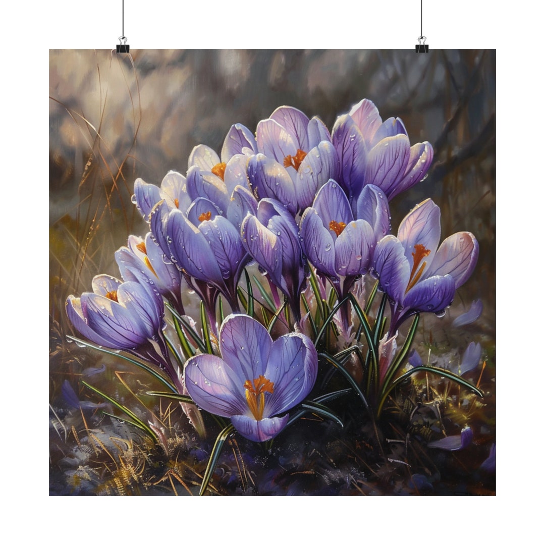 Crocus Flower Poster - Atmospheric Matte Finish Art Print, Perfect Home ...