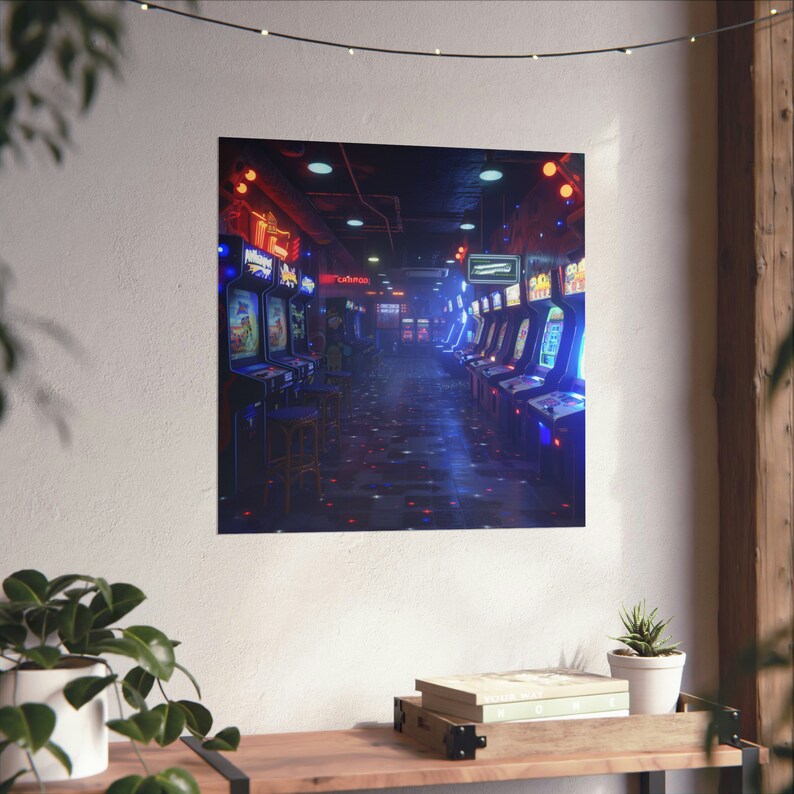 Vintage Arcade Matte Poster, Atmospheric Gaming Room Art, Retro Decor ...
