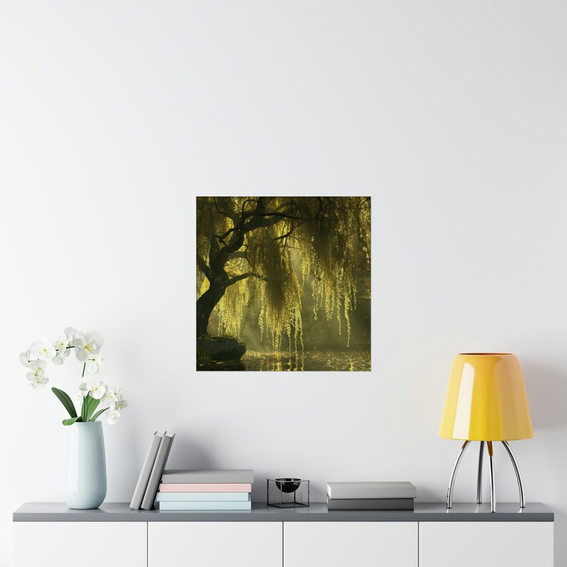 Atmospheric Willow Tree Poster - Elegant Matte Art Piece for Stylish ...
