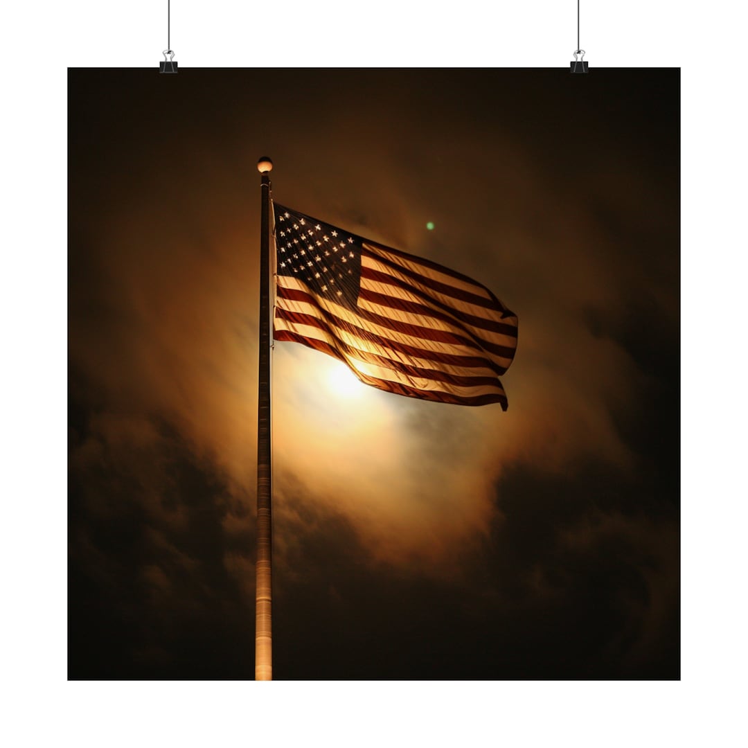 Atmospheric American Flag Poster, Matte Finish Patriotic Wall Decor ...