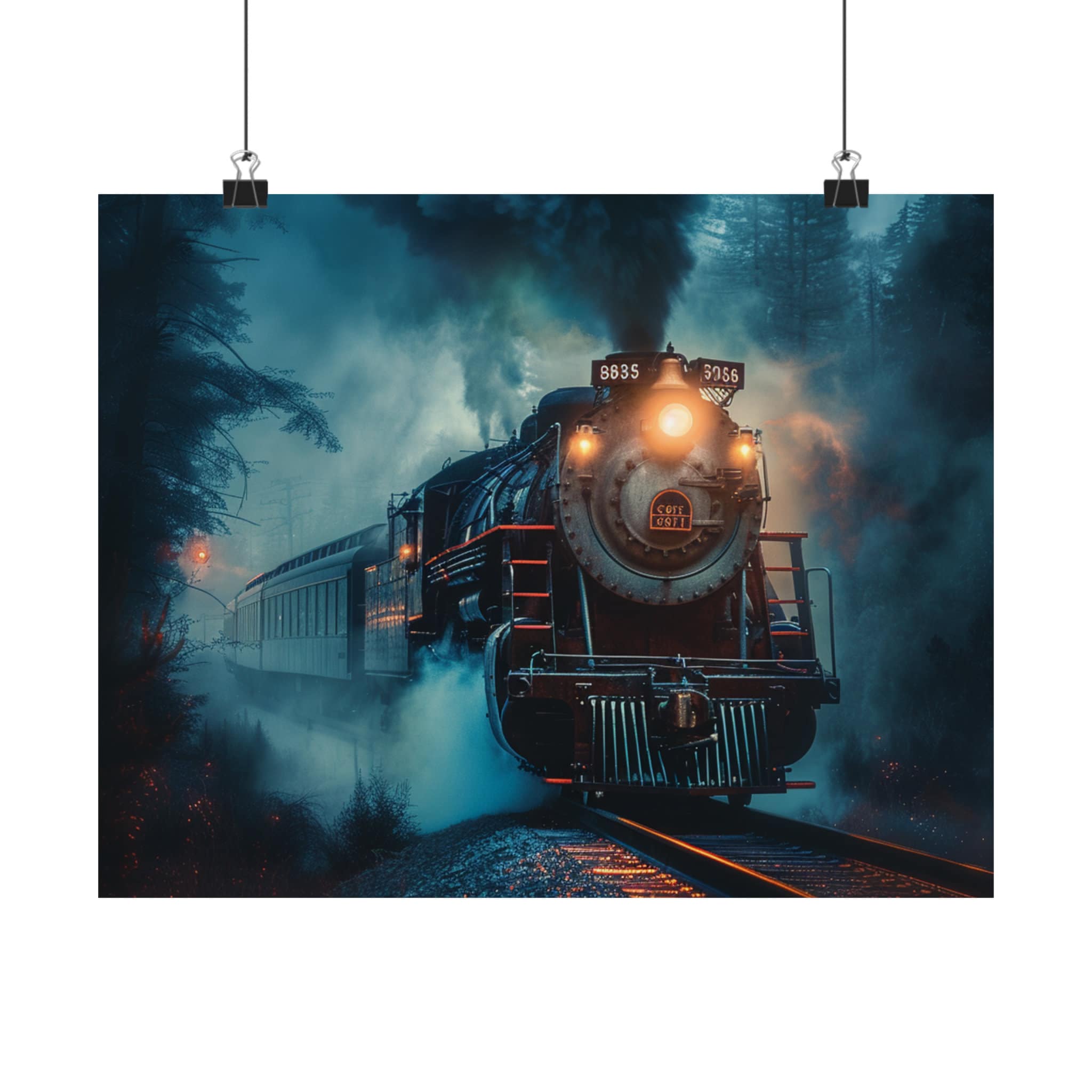 Matte Train Poster Ambient Lighting, Modern Railroad Art Print, Unique ...
