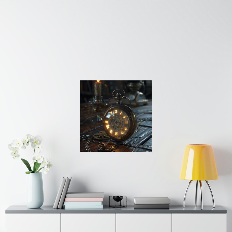 Vintage Pocket Watch Poster, Matte Finish Art Print, Atmospheric Home ...