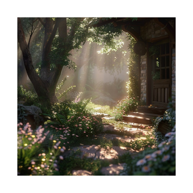 Summer Cottage Poster - Matte Finish Atmospheric Artwork, Perfect Home ...