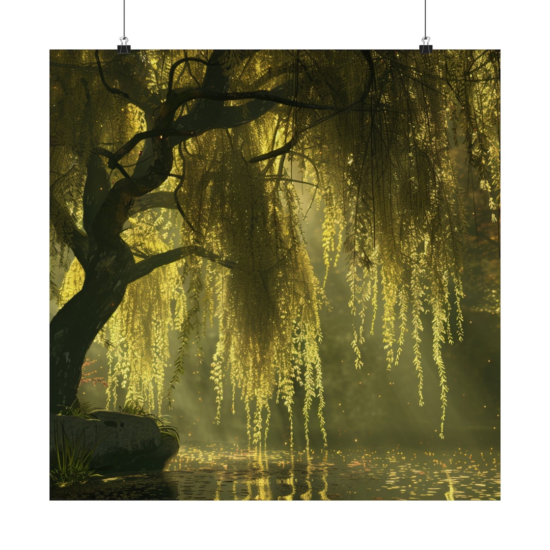 Atmospheric Willow Tree Poster - Elegant Matte Art Piece for Stylish ...