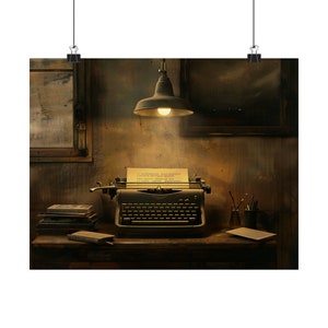Retro Typewriter Wall Art, Moody Lighting Matte Poster, Unique Home ...