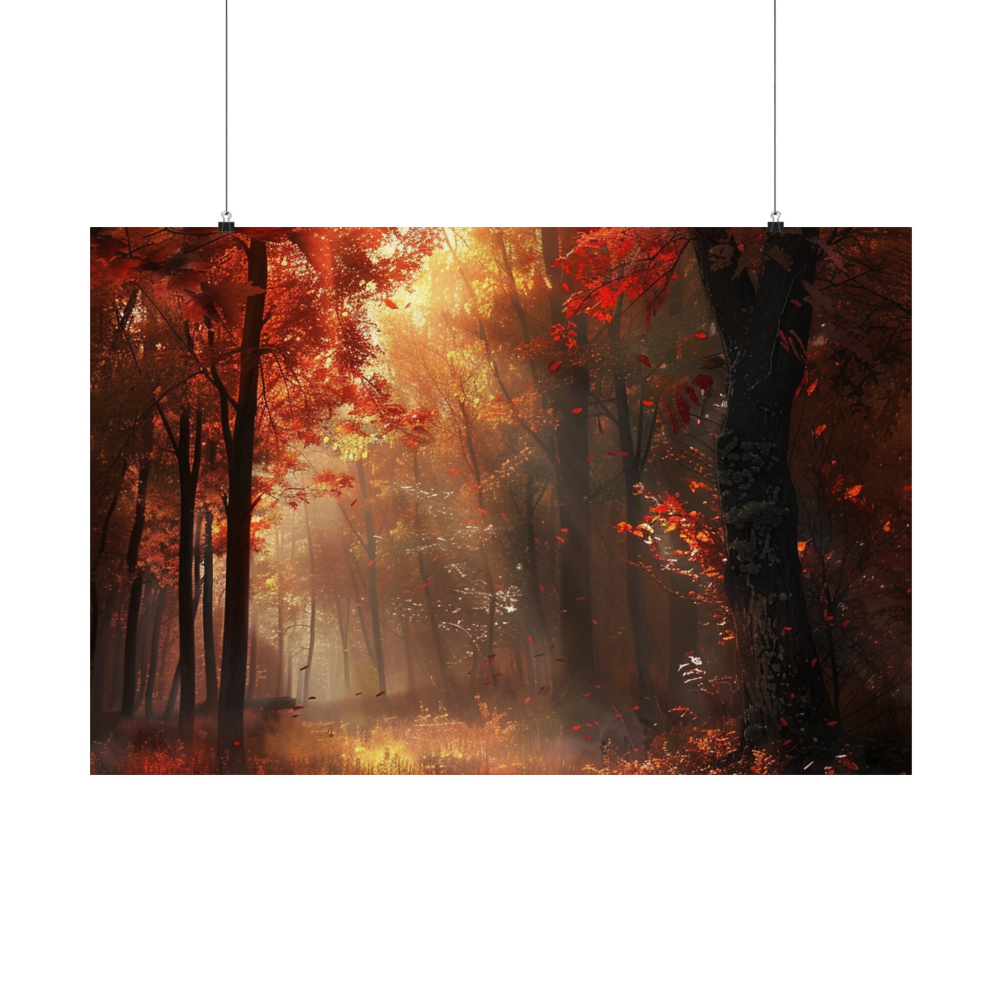 Autumn Foliage Poster, Matte Finish Atmospheric Lighting Wall Art, Cozy ...