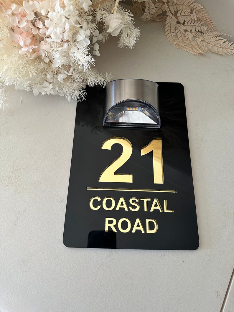 House Number Sign With Solar Light (small) - Etsy