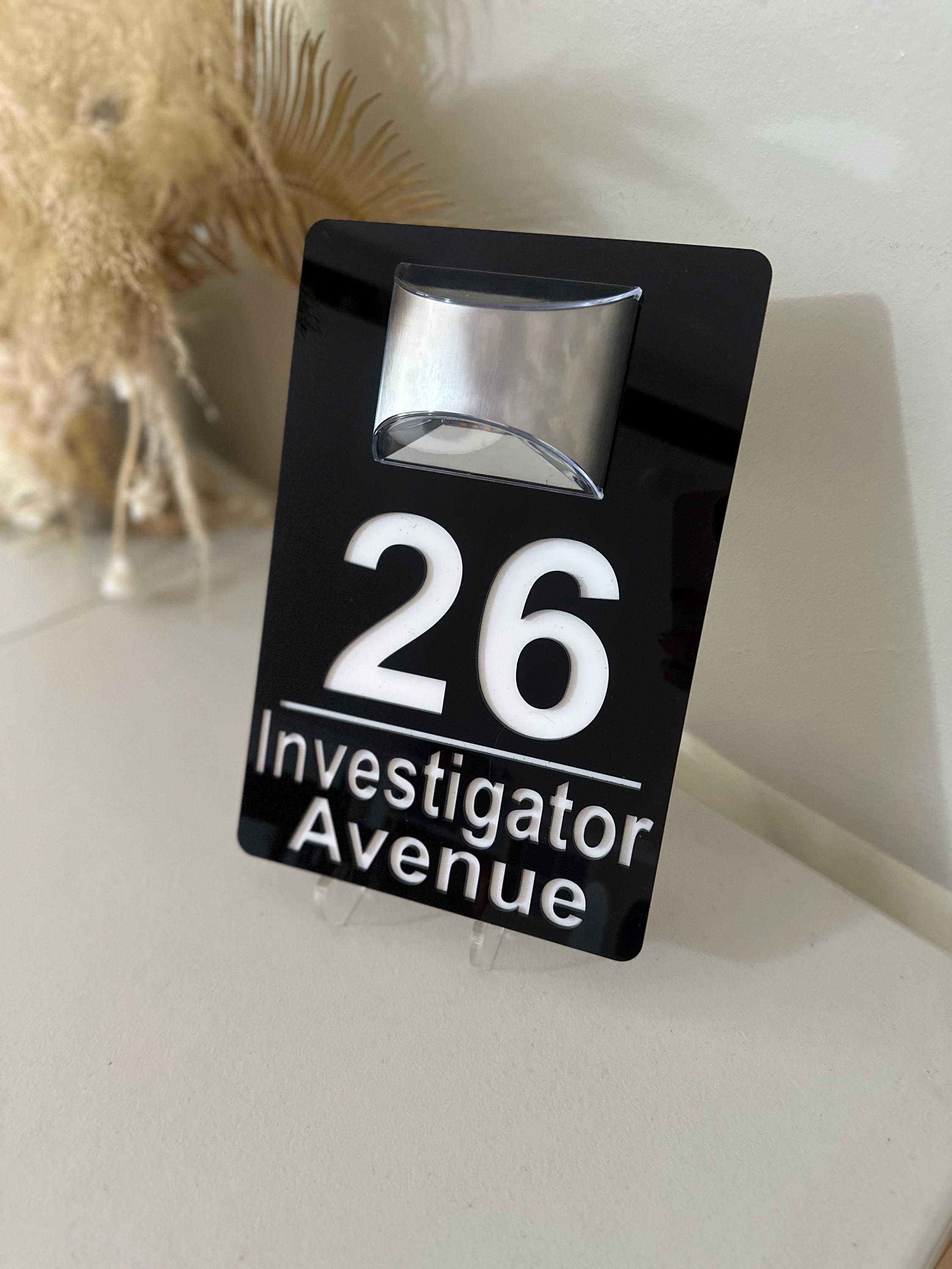 House Number Sign With Solar Light (small) - Etsy