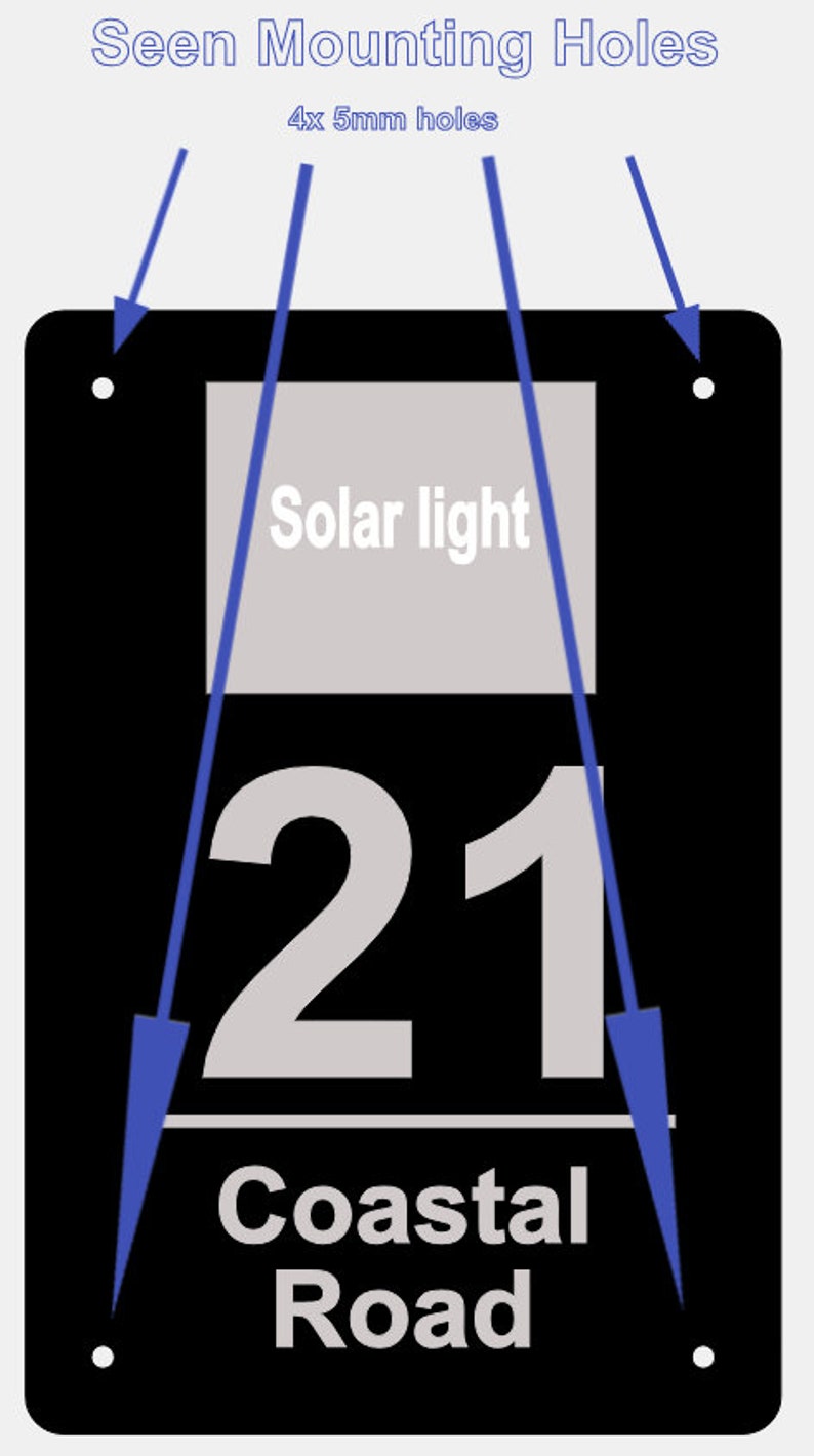 House Number Sign With Solar Light (small) - Etsy