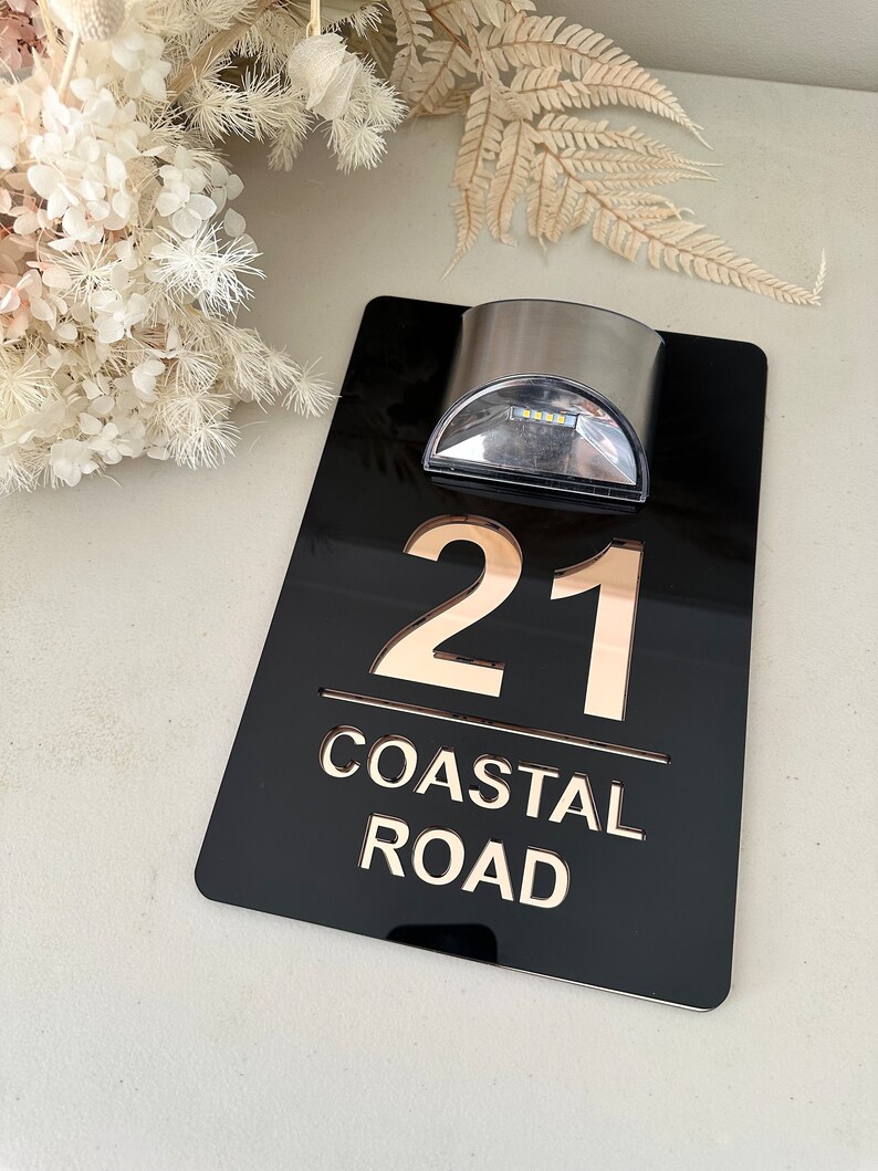House Number Sign With Solar Light (small) - Etsy