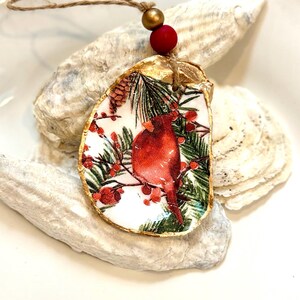 Cardinal Oyster Shell Ornament - Etsy