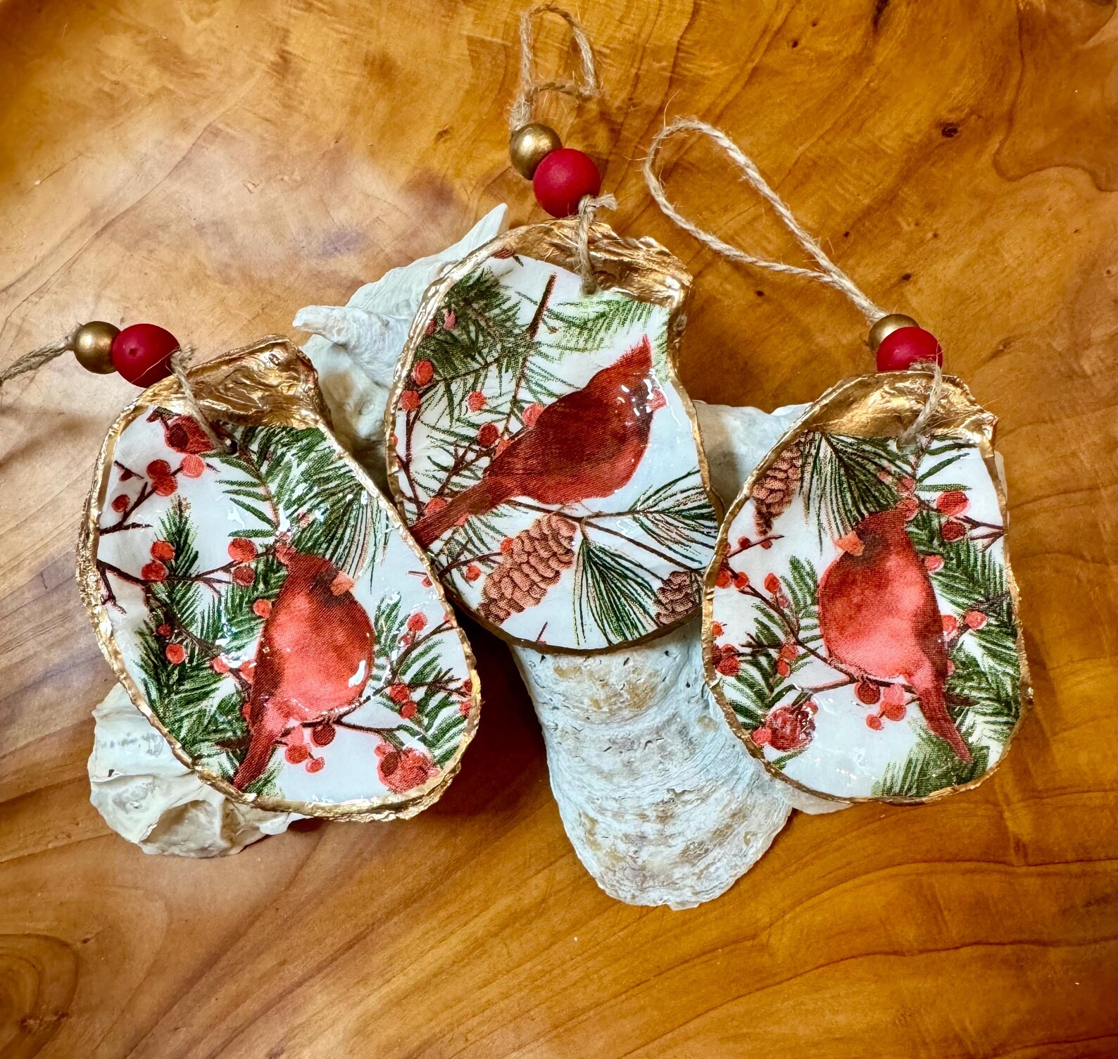 Cardinal Oyster Shell Ornament - Etsy