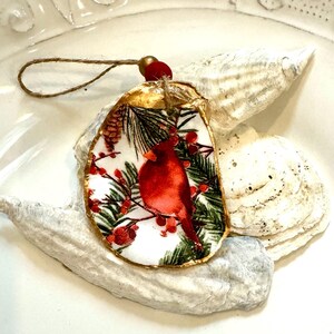 Cardinal Oyster Shell Ornament - Etsy