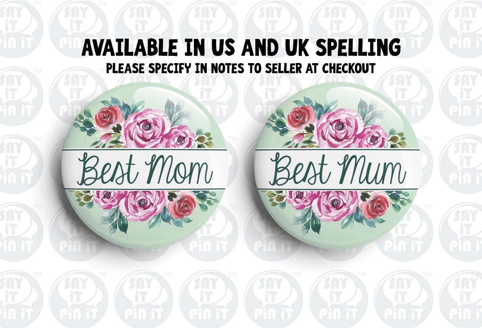 Best Mum/mom 50mm/2 Inch or 38mm/1.5 Inch Button Pin Backed Badge ...