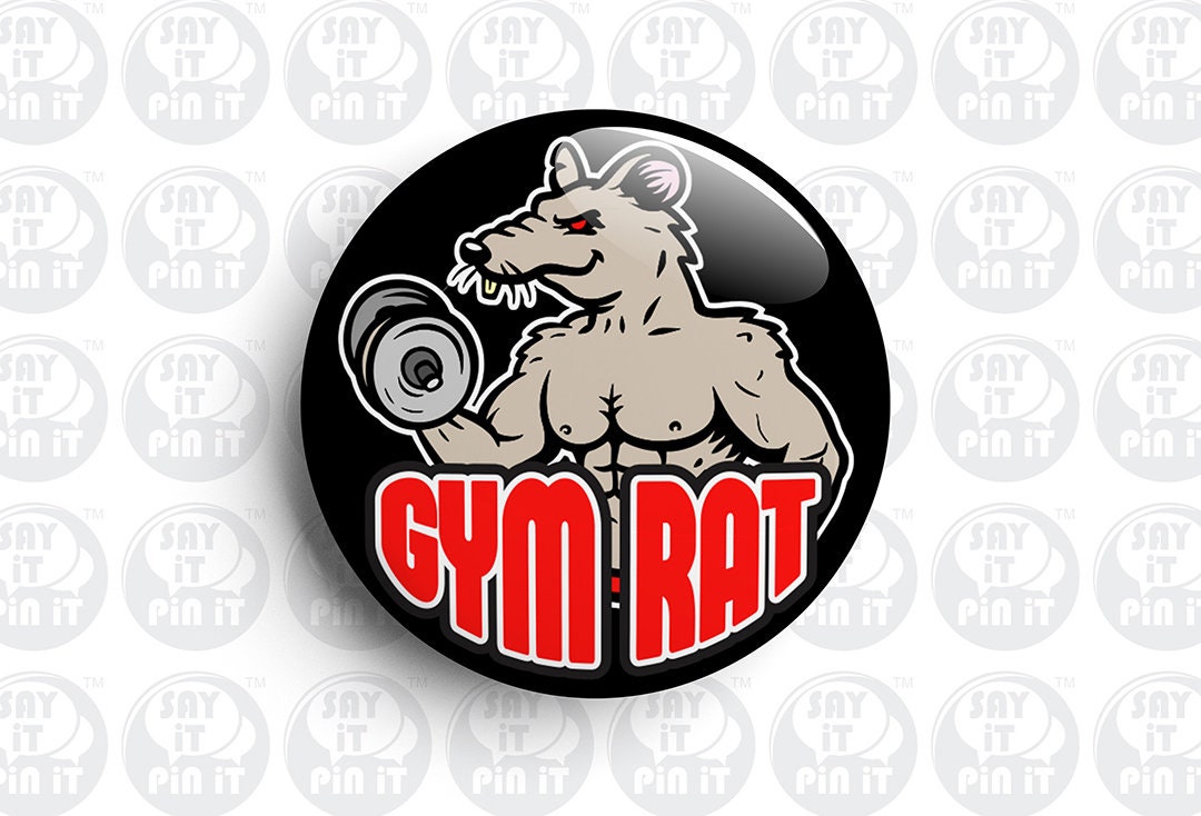 Gym Rat Button Pin: Fitness Badge or Magnet - 50mm/38mm - Etsy