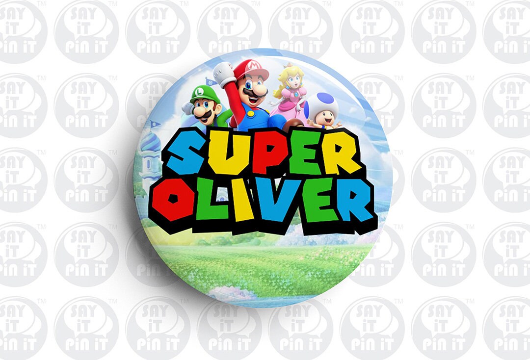 Mario Theme Custom Name Badge Custom Name Badge 50mm/2 Inch Button Pin ...
