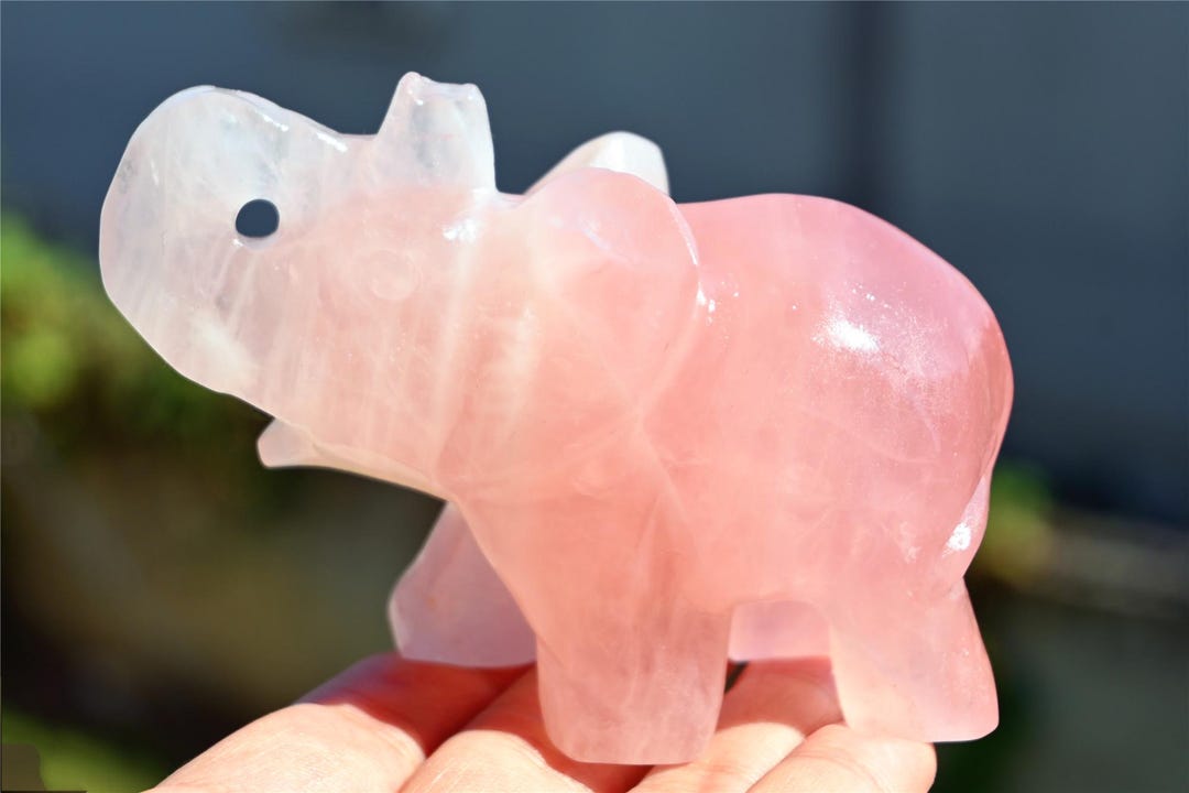 Natural Rose Quartz Elephant,natural Crystal Gift,crystal Elephant ...