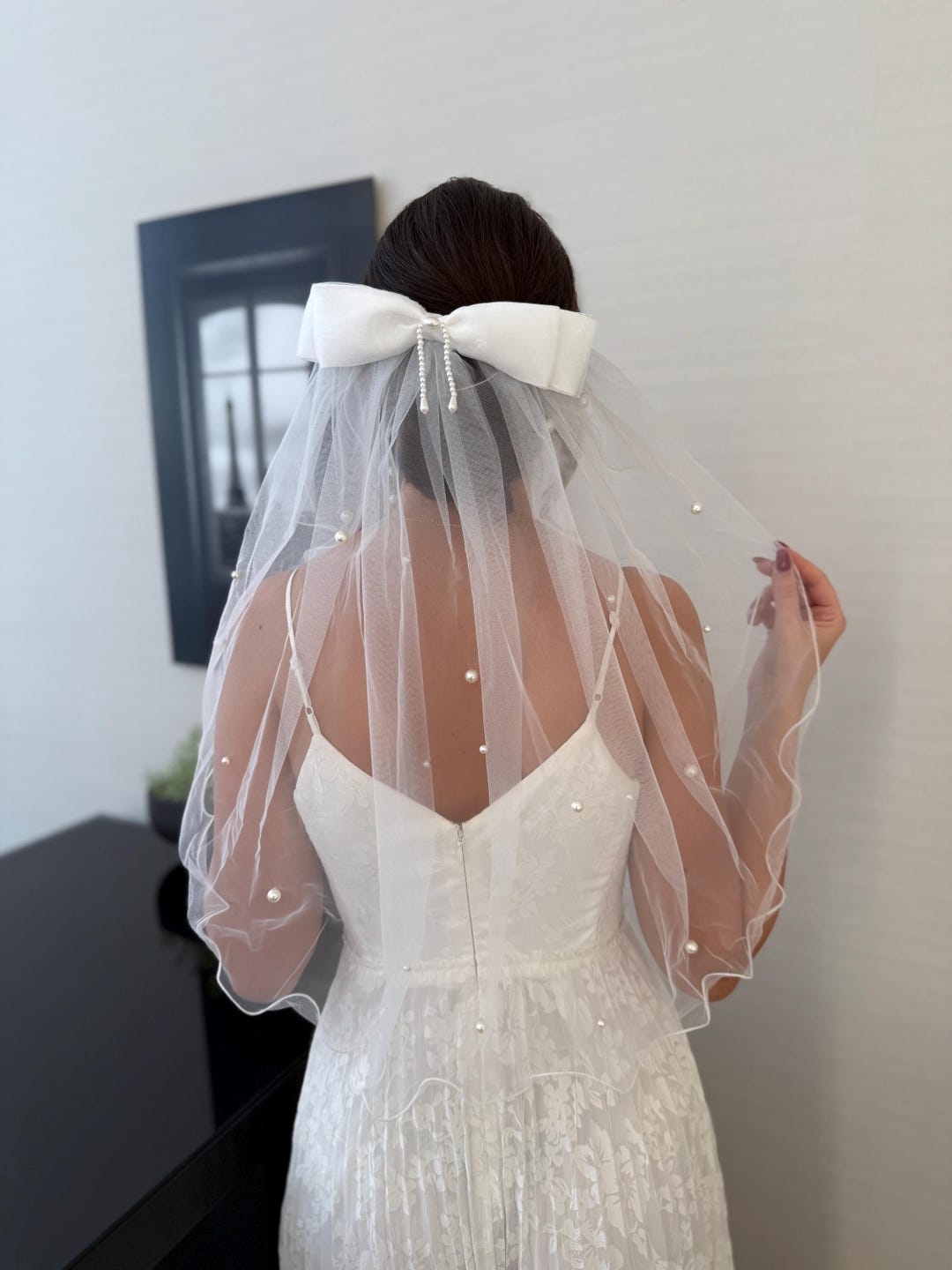 Pearl Bow Mini Veil: Bachelorette Bridal Shower Gift (60cm) - Etsy