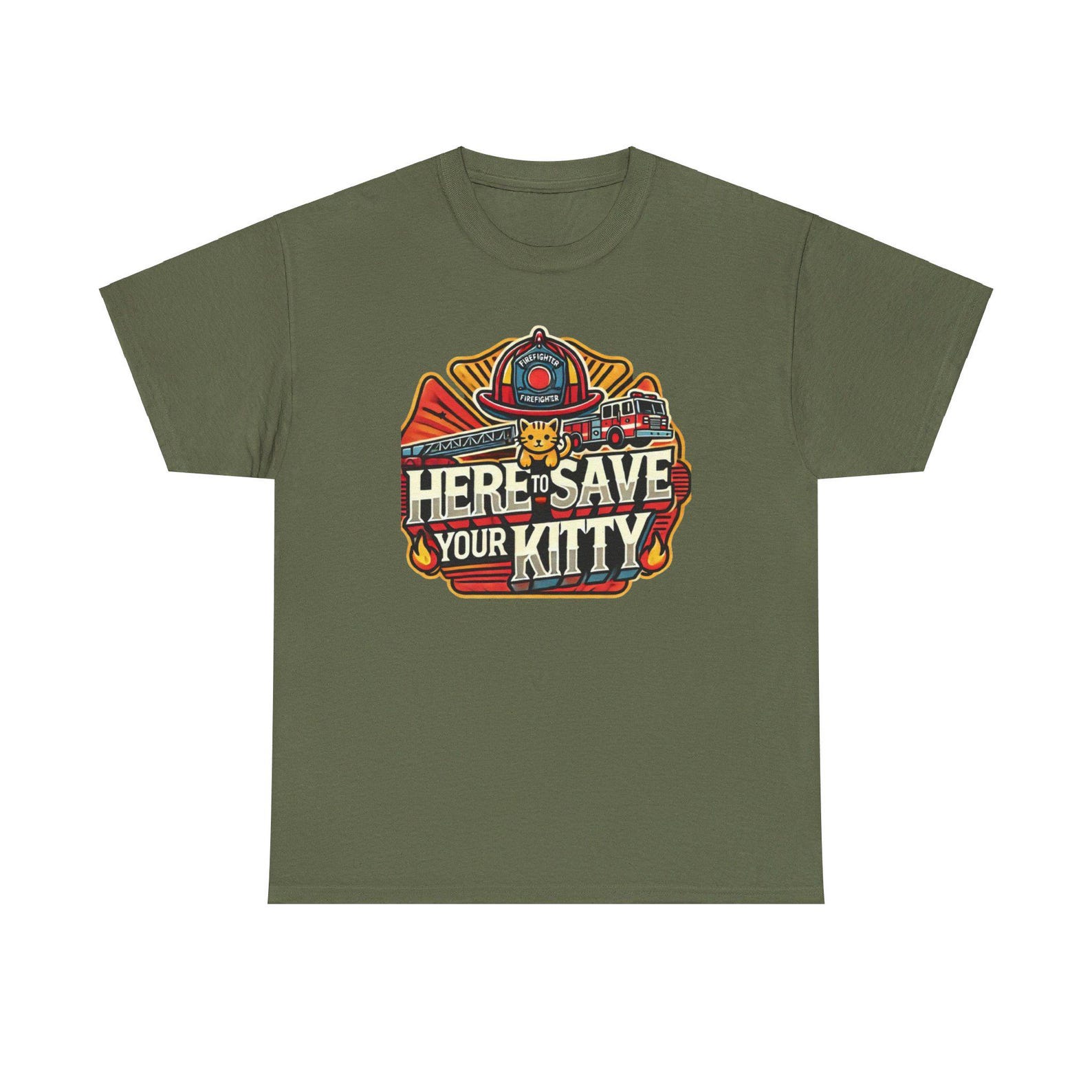 Funny Firefighter Tshirt, Here to Save Your Kitty Shirt, Fire ...