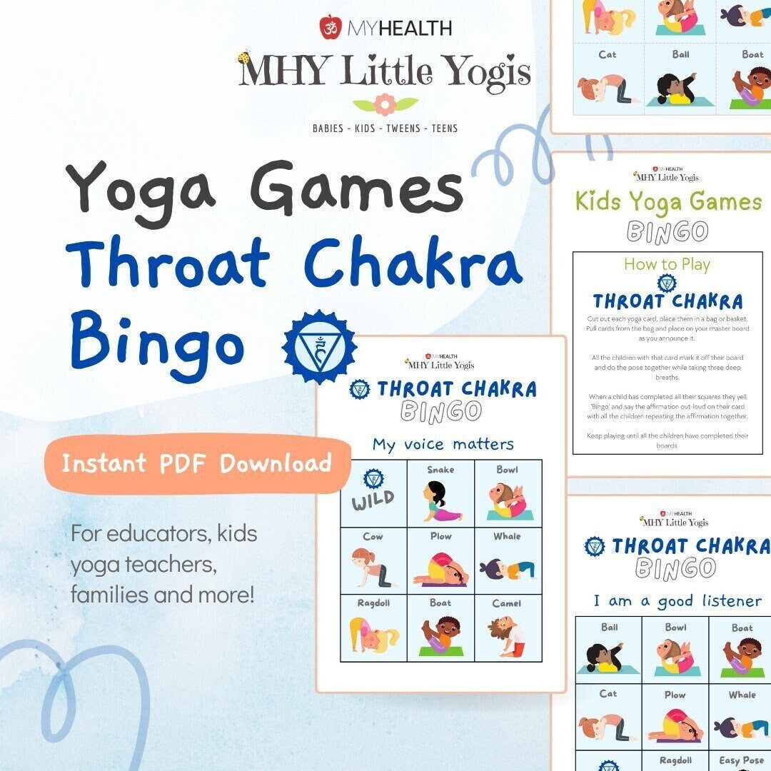 Kids Yoga Games - Throat Chakra Bingo - Etsy