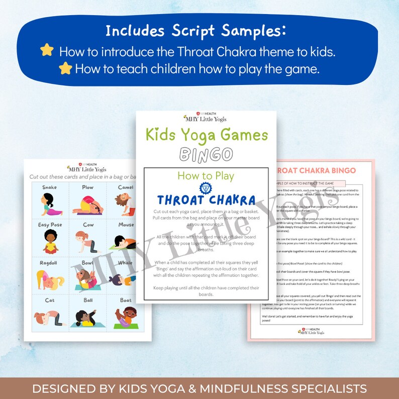 Kids Yoga Games - Throat Chakra Bingo - Etsy